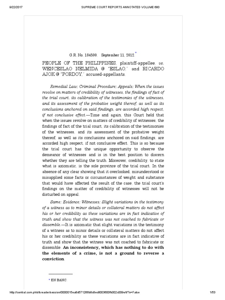 People Vs Nelmida | PDF | Witness | Conspiracy (Criminal)