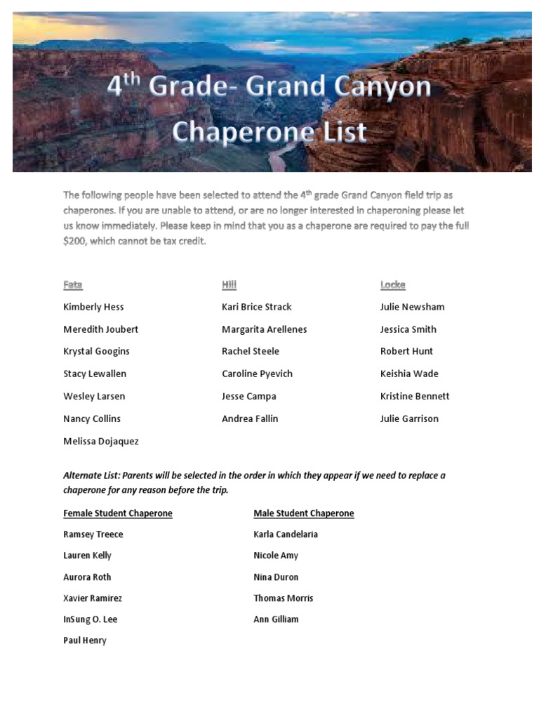 2018 Chaperone List | PDF
