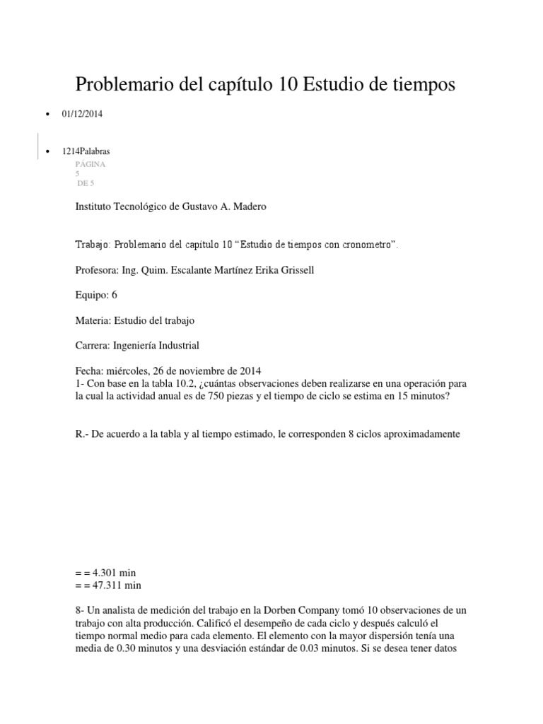 Estudio de Tiempos | PDF | Science | Ciencia (general)