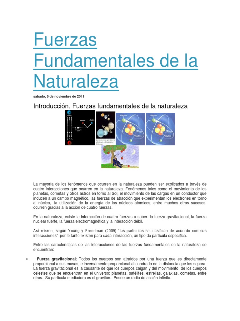 Fuerzas Fundamentales de La Naturaleza | Interacción fundamental | Cuarc