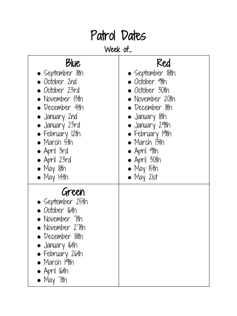 Patrol Dates: Blue Red | PDF