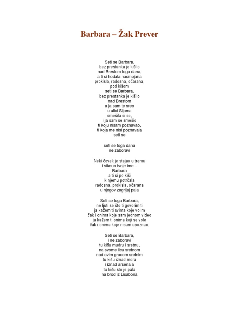 Žak Prever - Barbara | PDF