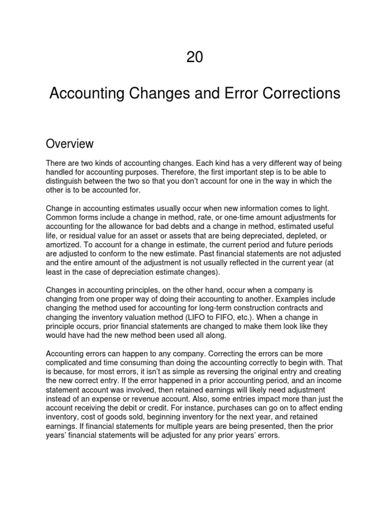 20 Accounting Changes and Error Corrections | PDF | Depreciation ...