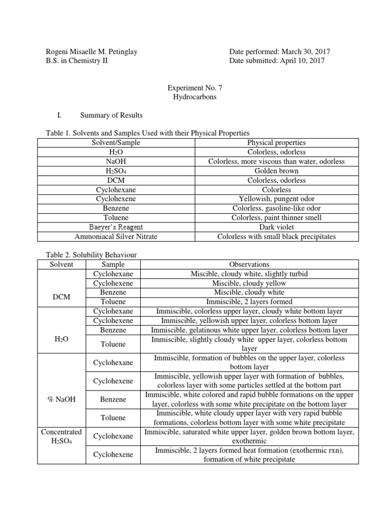 Organic Chemistry Experiment 7 | PDF | Alkene | Chemical Reactions