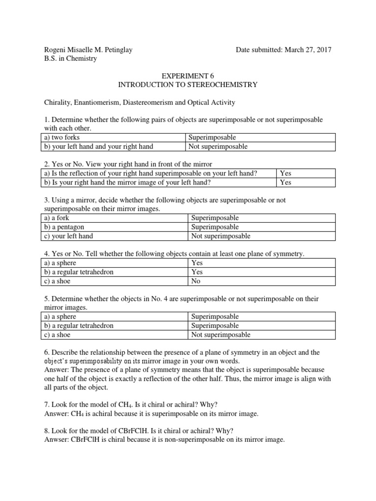 Organic Chemistry Experiment 6 | PDF | Conformational Isomerism ...