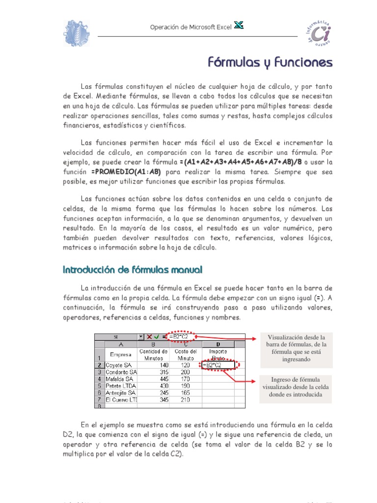 Formulas y Funciones | PDF