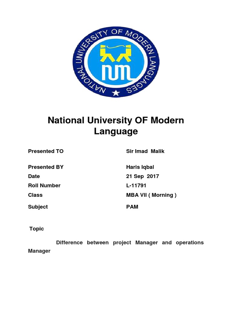 National University OF Modern Language: Presented TO Sir Imad Malik | PDF