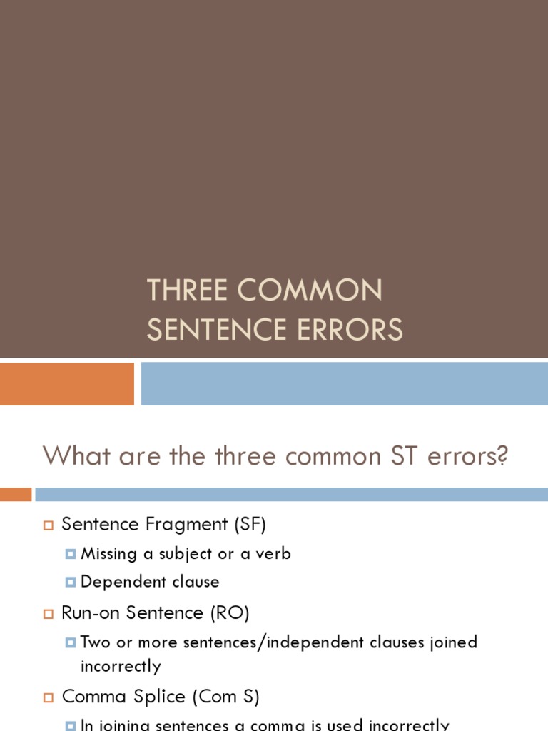 Three Common Sentence Errors | PDF | Language Mechanics | Grammar