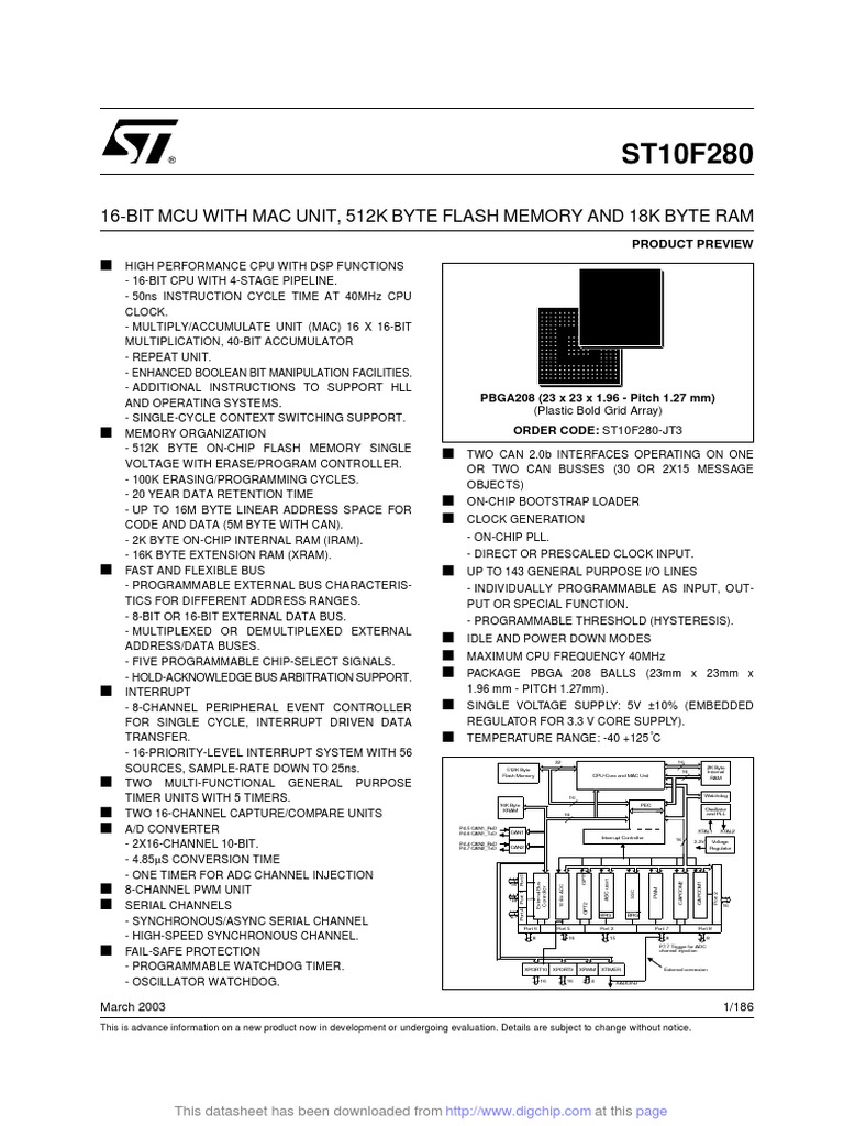 ST10F280 JT3 | PDF | Booting | Microcontroller