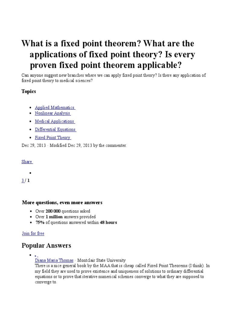 What Is Fixed Point Theory | PDF | Mathematical Optimization ...