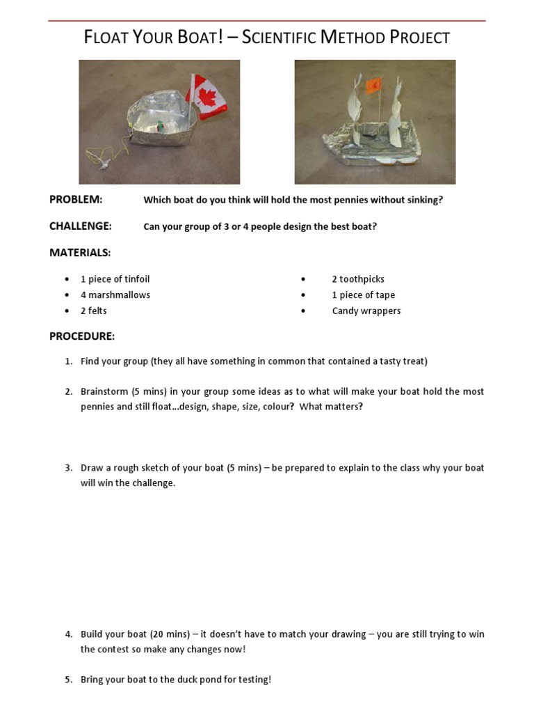 01 - Float Your Boat - Scientific Method Project - Period 1 | PDF ...