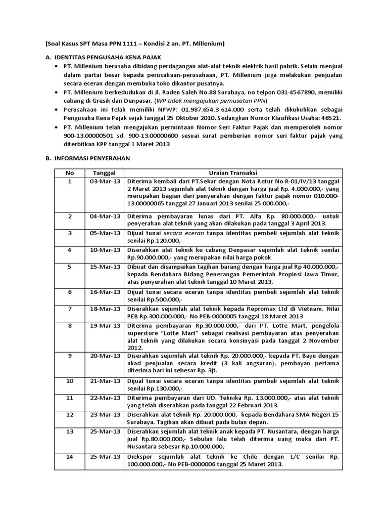 Laporan SPT Masa PPN PT. Millenium | PDF