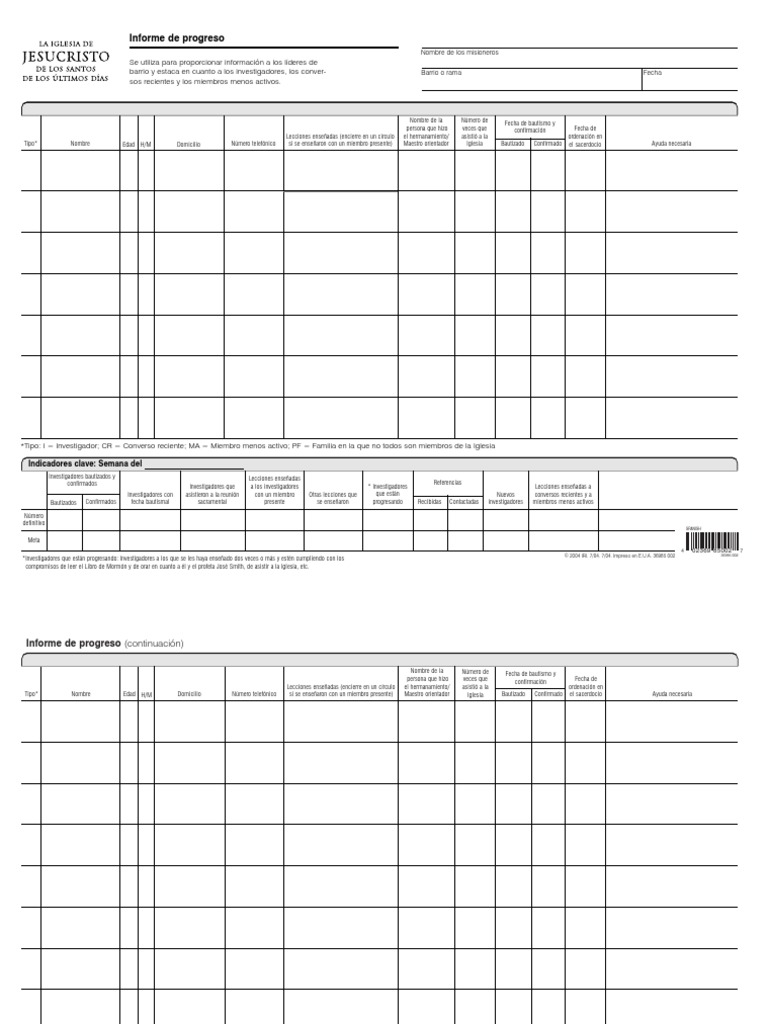 Informe de Progreso | PDF | Bautismo | La Iglesia de Jesucristo de los ...