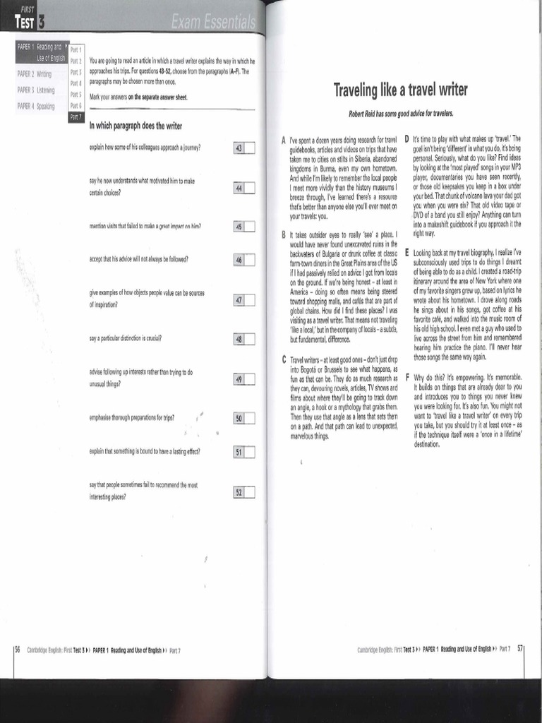 Reading and Use of English Part 7 | PDF