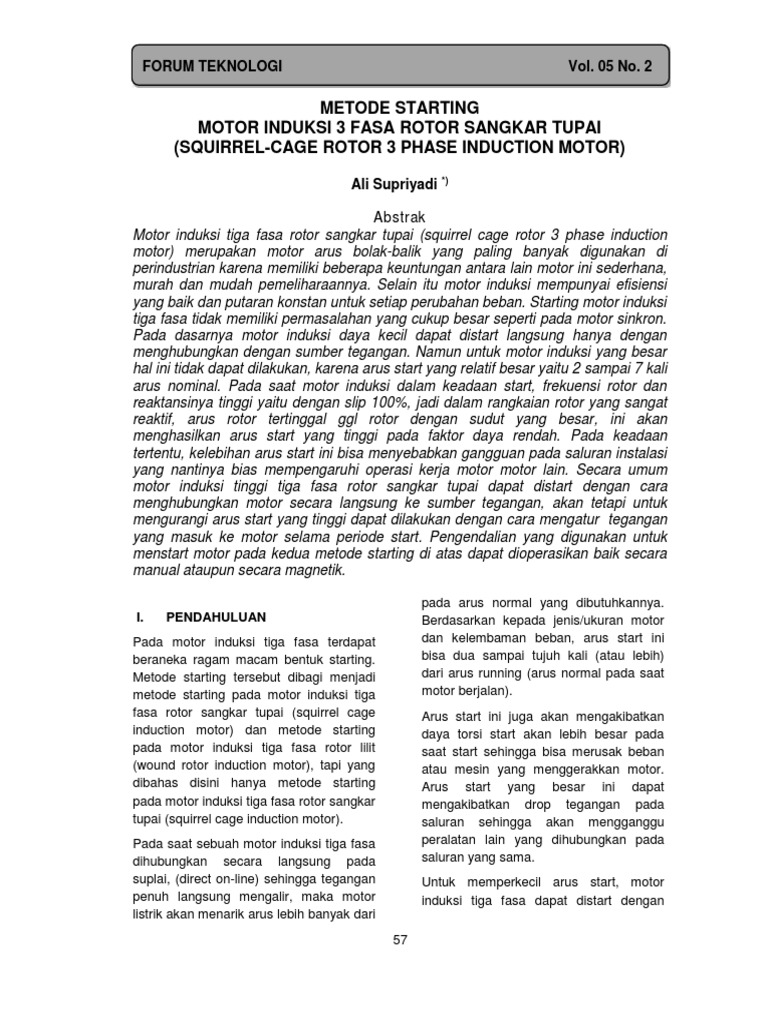 Metode Starting Motor Induksi Tiga Fasa Rotor Sangkar Tupai | PDF
