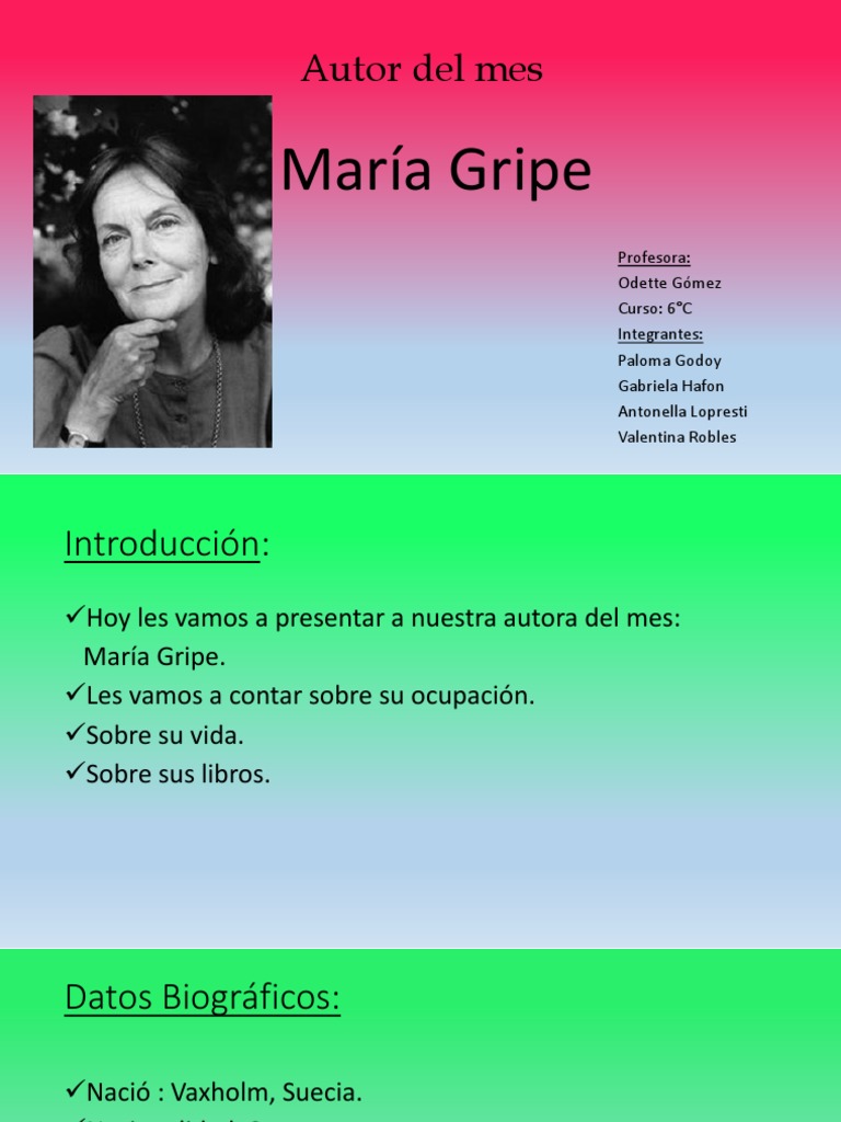 María Gripe: Vida y Obra Infantil | PDF