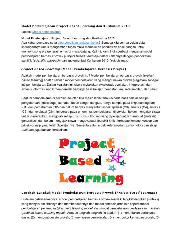 Model Pembelajaran Project Based Learning Adalah - Seputar Model