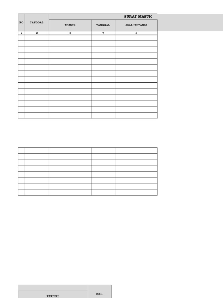 Register Surat Masuk & Keluar | PDF