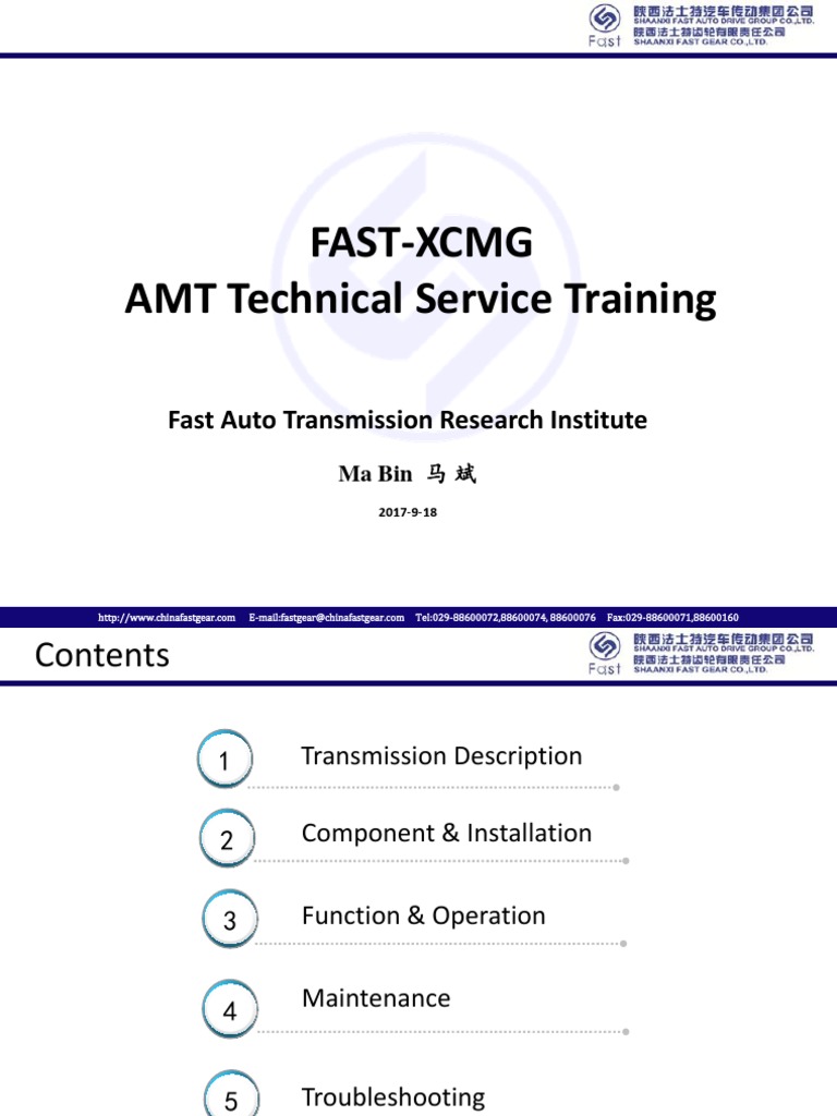 Fast-Xcmg AMT Technical Service Training: Fast Auto Transmission ...