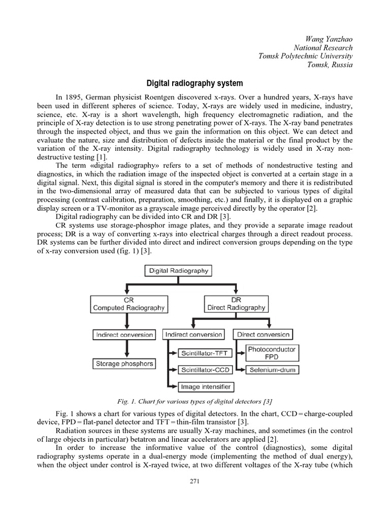 Digital Radiography System: Fig. 1. Chart For Various Types of Digital ...