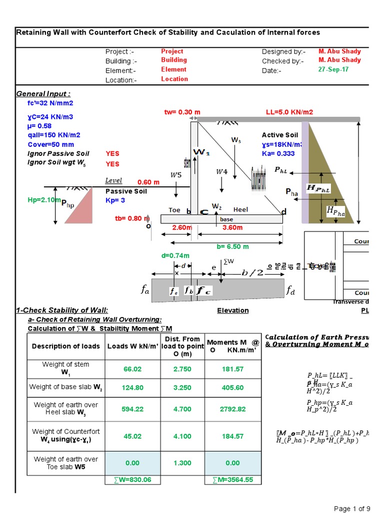 Retaining Wall With Counterfort_Rev00_05-Apr-2014 | Structural ...