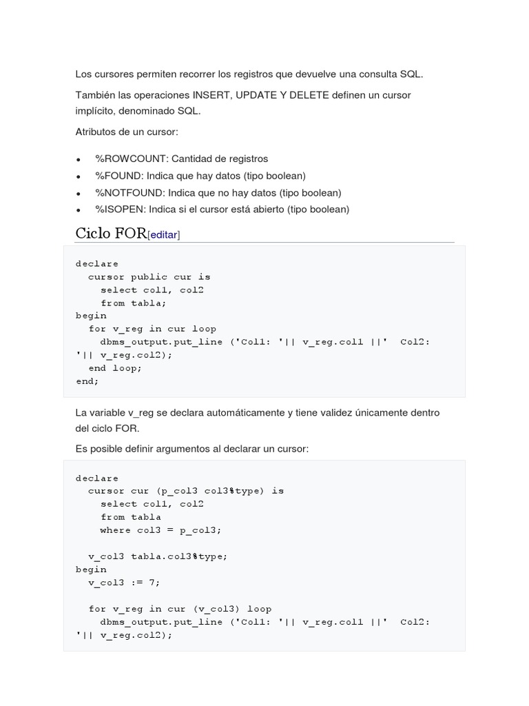 Los Cursores Permiten Recorrer Los Registros Que Devuelve Una Consulta SQL | Descargar gratis ...