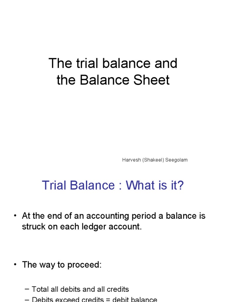 The Trial Balance | PDF | Debits And Credits | Balance Sheet