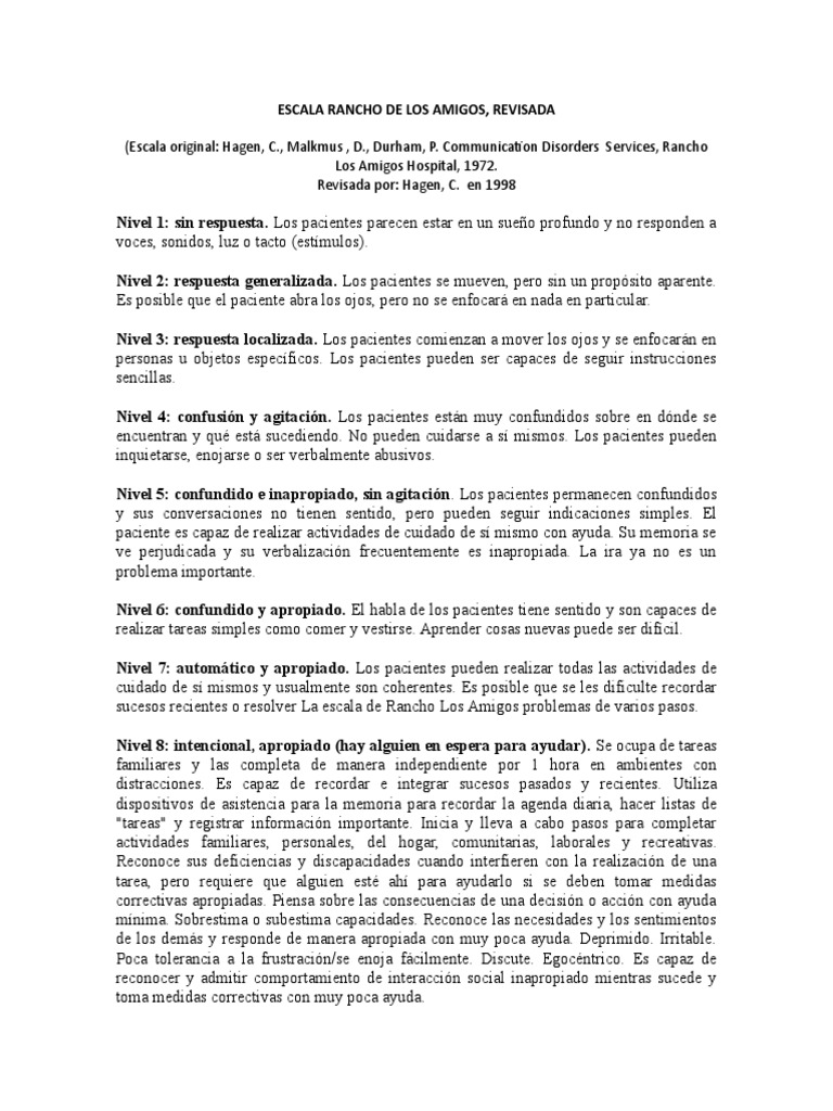 La Escala de Rancho Los Amigos: Una herramienta para medir los niveles ...