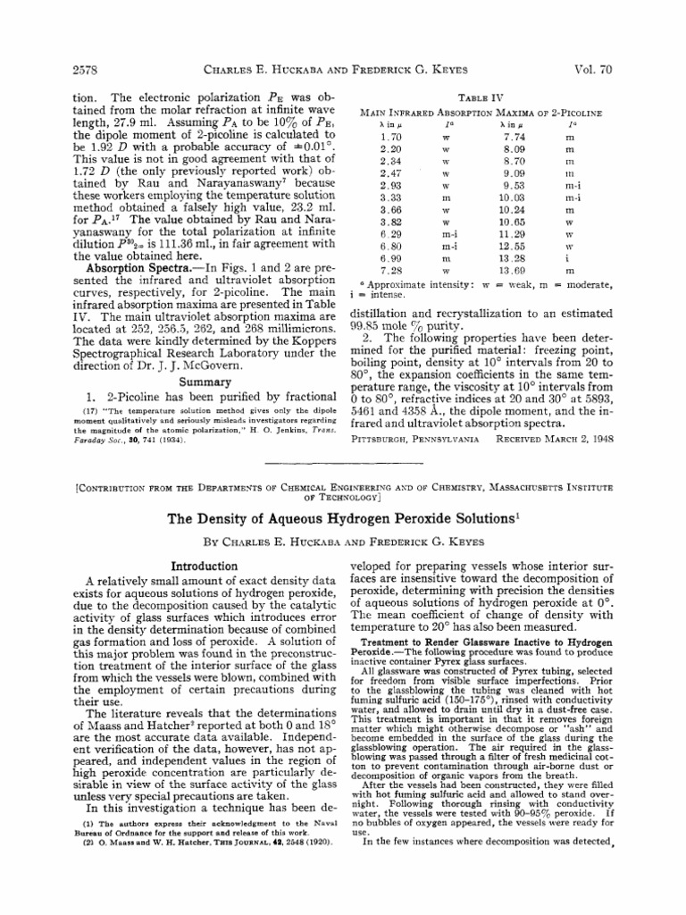 Density of Hydrogen Peroxide Solutions | PDF | Hydrogen Peroxide | Density