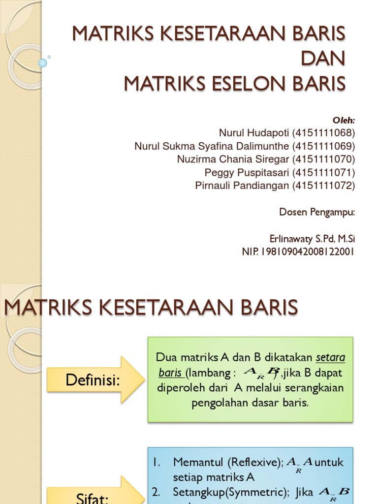 Matriks Eselon Baris dan Operasinya | PDF