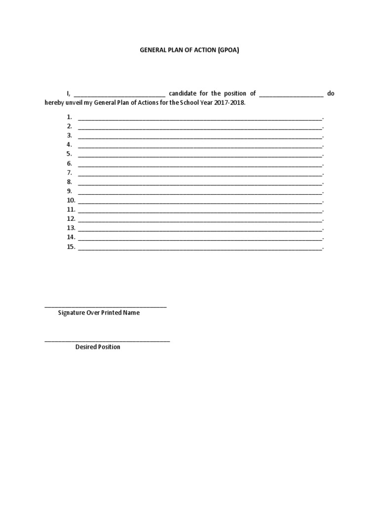 General Plan of Action Template 2017-2018 | PDF | Career & Growth ...