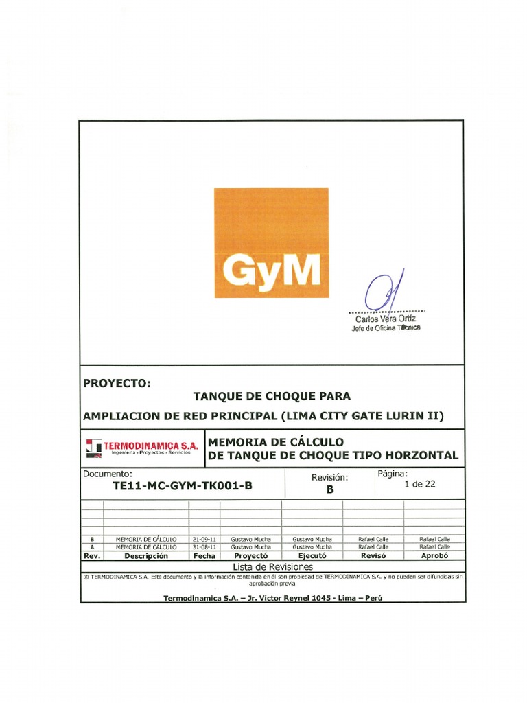 Memoria Calculo Tanque de Choque | PDF