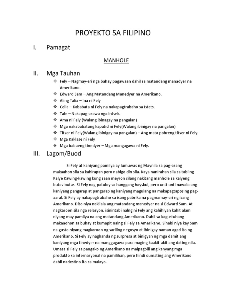 Proyekto Sa Filipino | PDF