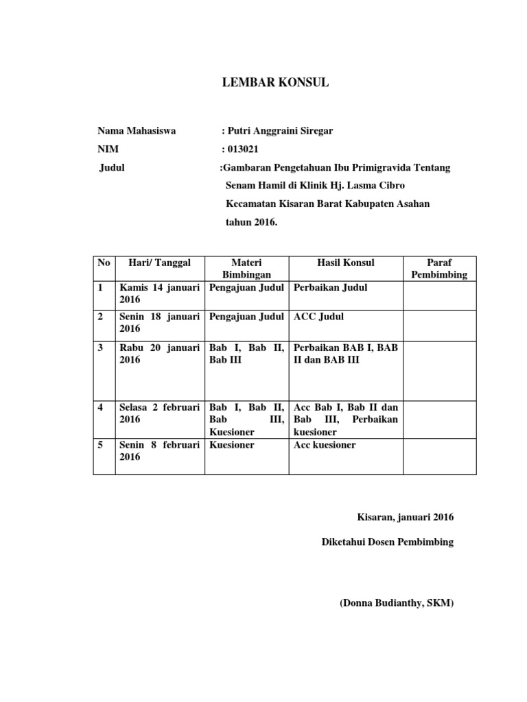 Lembar Konsul Proposal | PDF