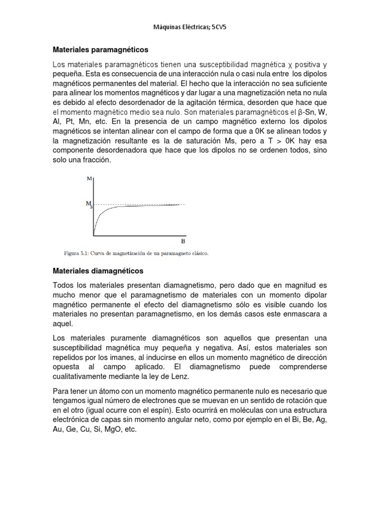 Materiales Paramagnéticos, Diamagnéticos y Ferromagnéticos | PDF ...
