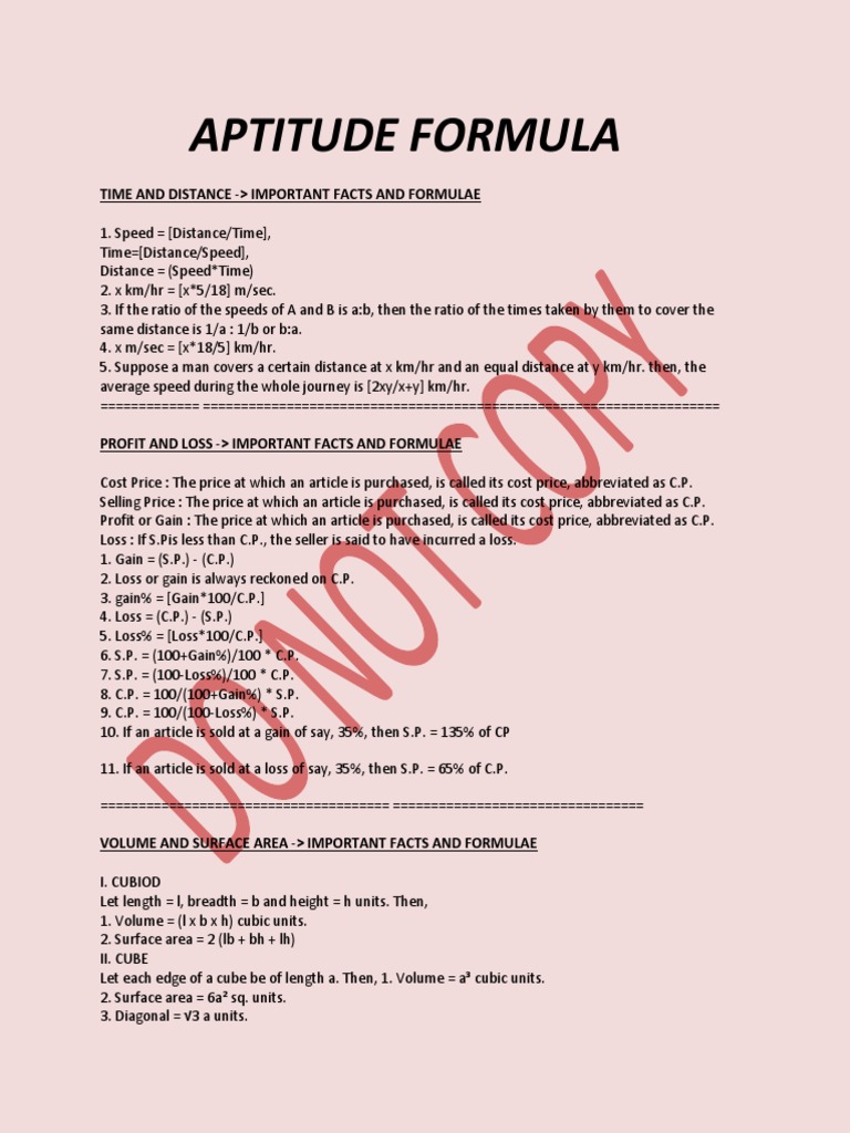 Aptitude Formula | PDF