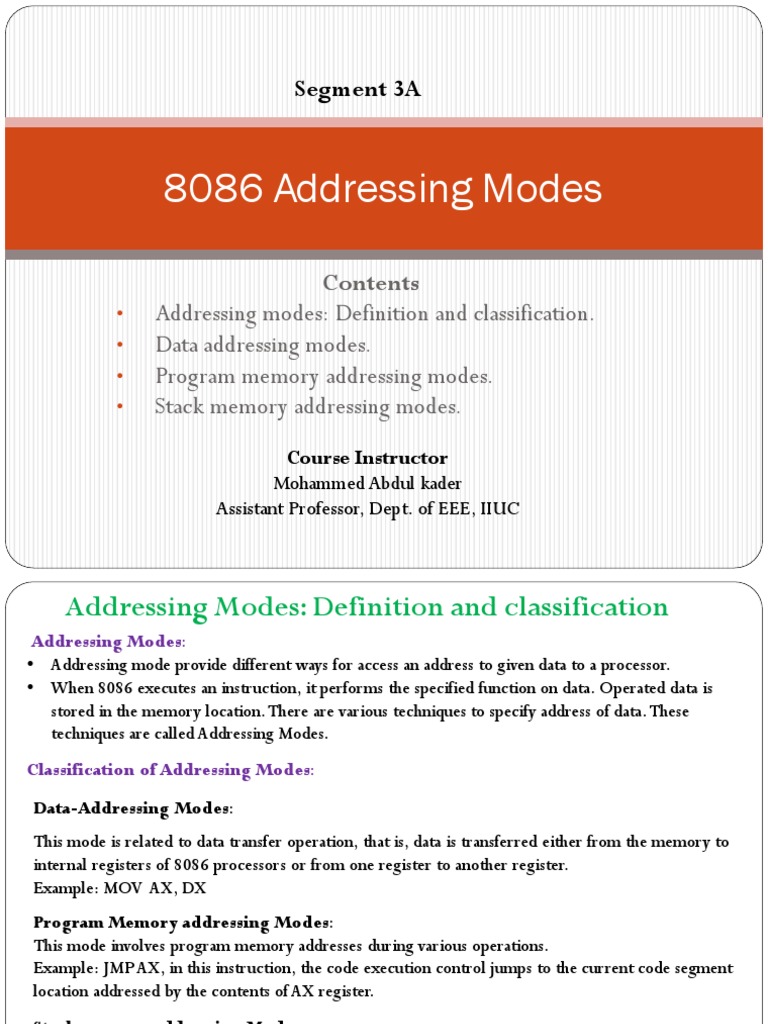 Chapter 2 8086 Addressing Modes1 | PDF | Computer Architecture ...