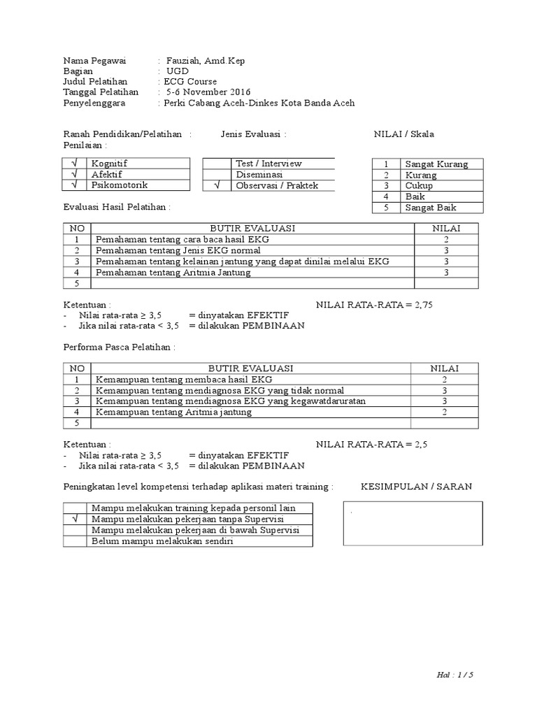 Contoh Form Evaluasi | PDF