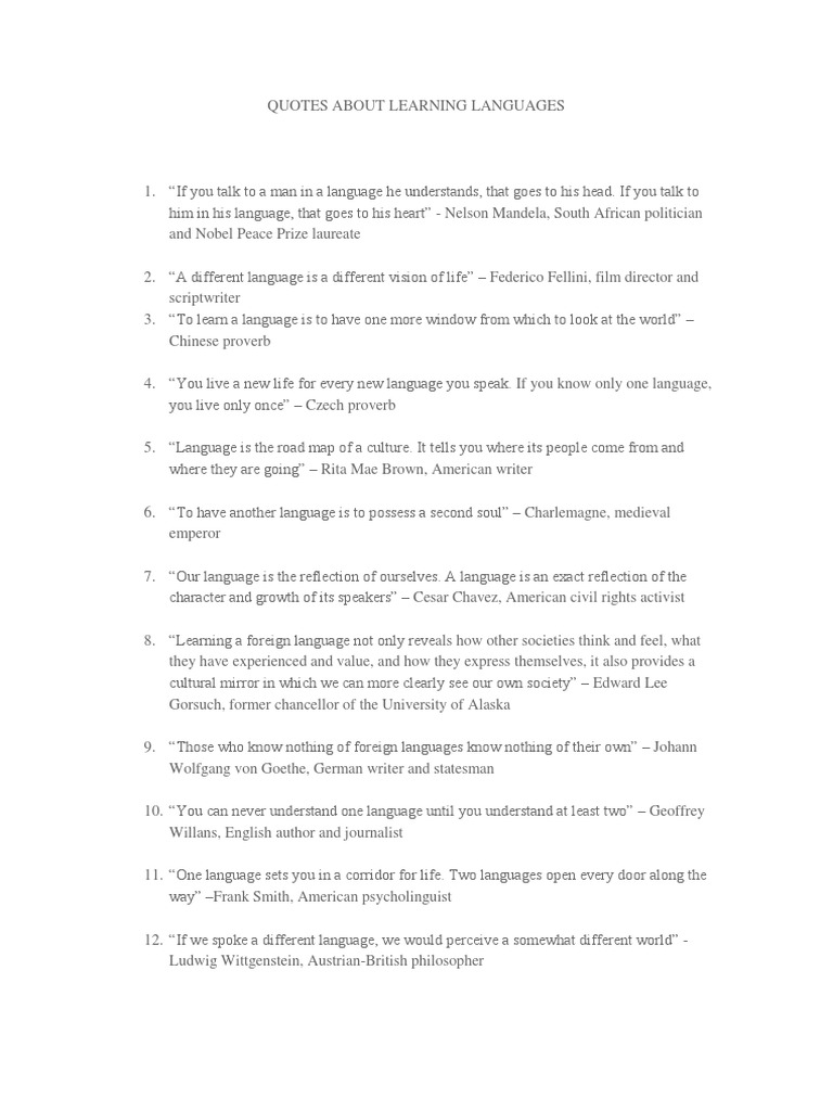 Quotes About Learning Languages | PDF | Proverb | Semiotics
