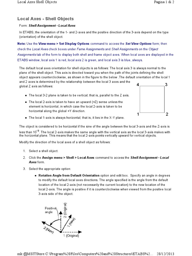 Etabs Local Axes Shell | PDF | Cartesian Coordinate System | Rotation