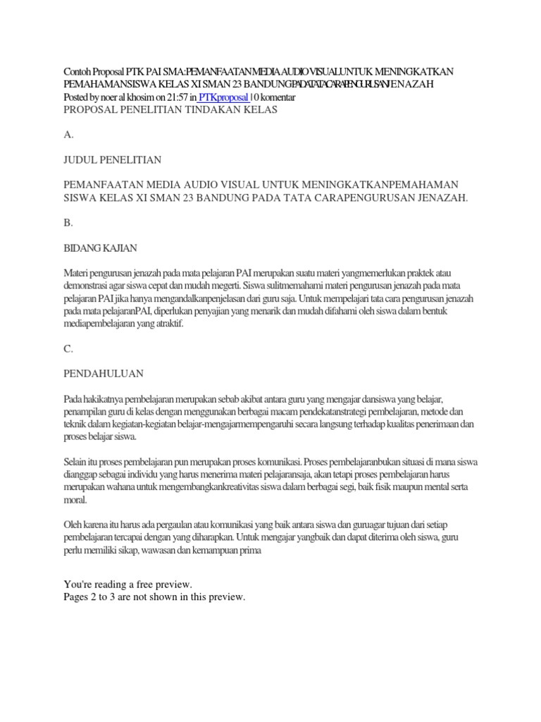Contoh Proposal PTK PAI SMA | PDF
