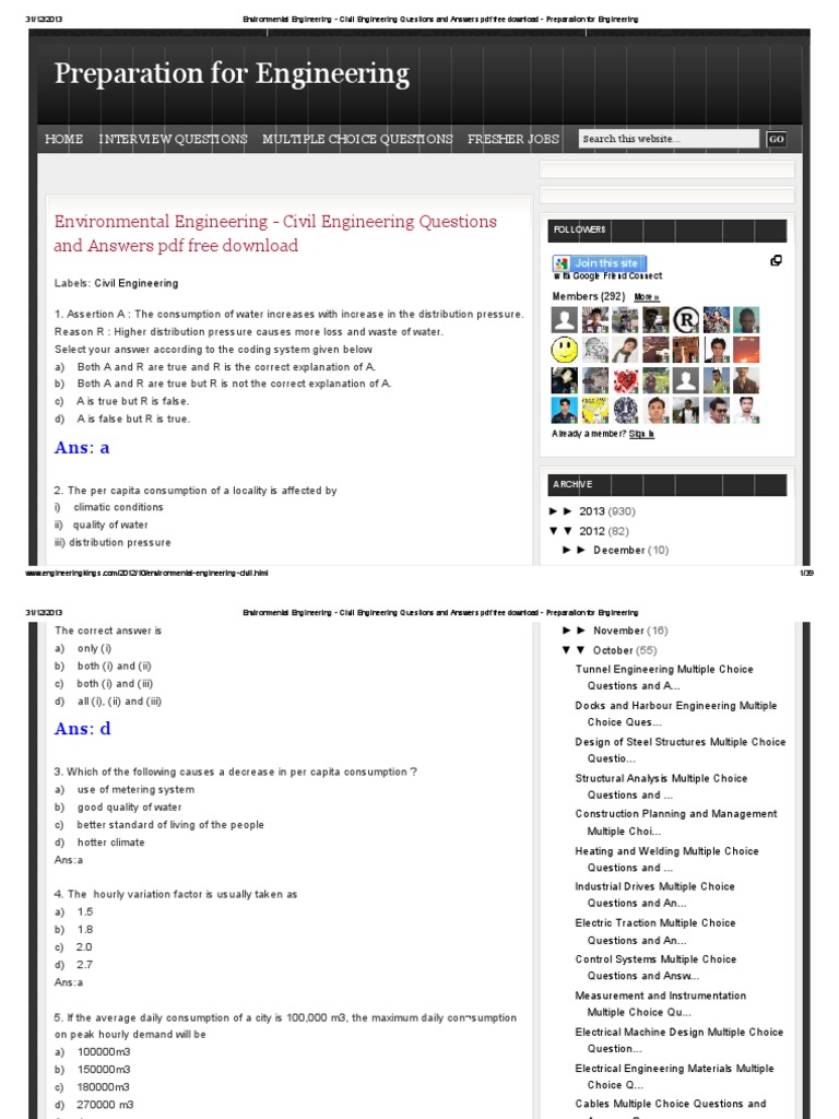 Environmental Engineering - Civil Engineering Questions and Answers PDF ...