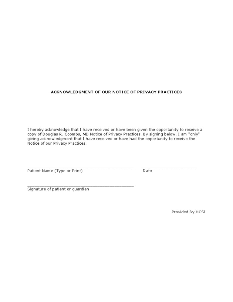 Acknowledgement of Privacy Notice | PDF
