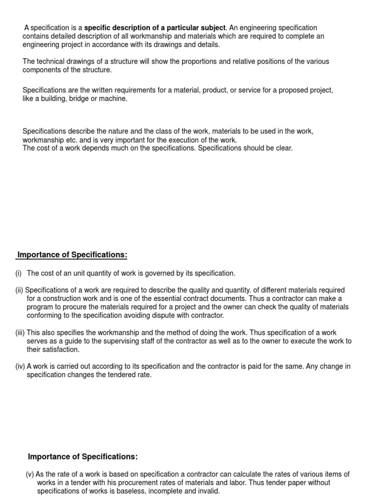 Specification | PDF | Specification (Technical Standard) | Mortar (Masonry)