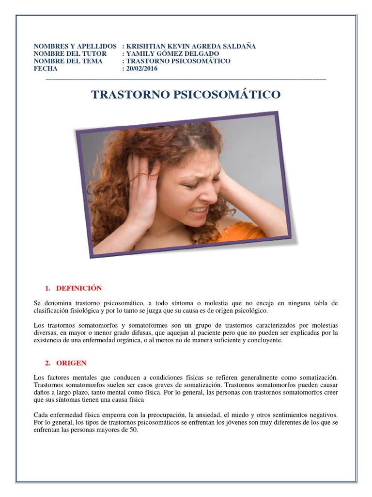 Trastorno Psicosomatico | PDF | Campos relacionados con la psiquiatría ...