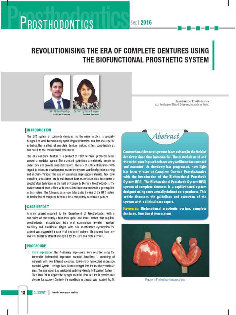 2016, Biofunctional Prosthetic | PDF | Dentures | Prosthodontics