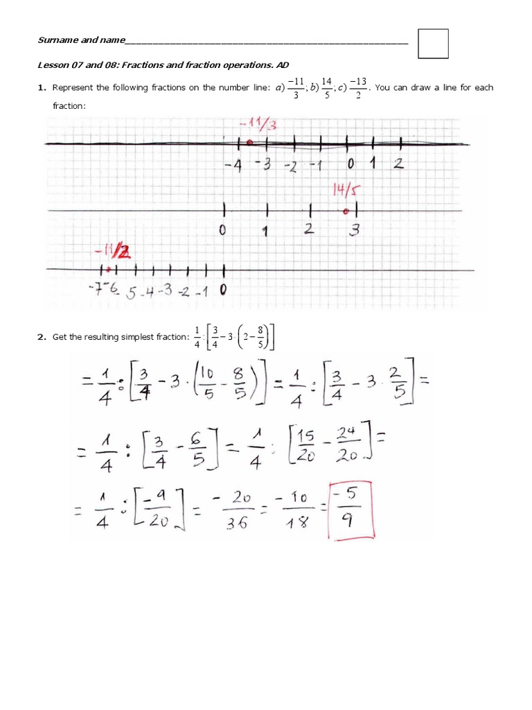07&08 Fractions and Operations AD Sol | PDF | Fraction (Mathematics ...