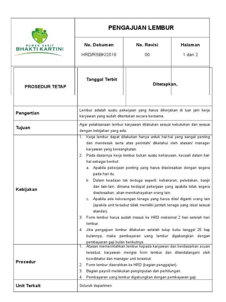 Pengajuan Lembur | PDF