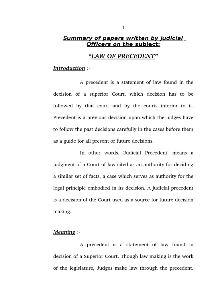 Law of Precedentpdf | PDF | Precedent | Supreme Courts