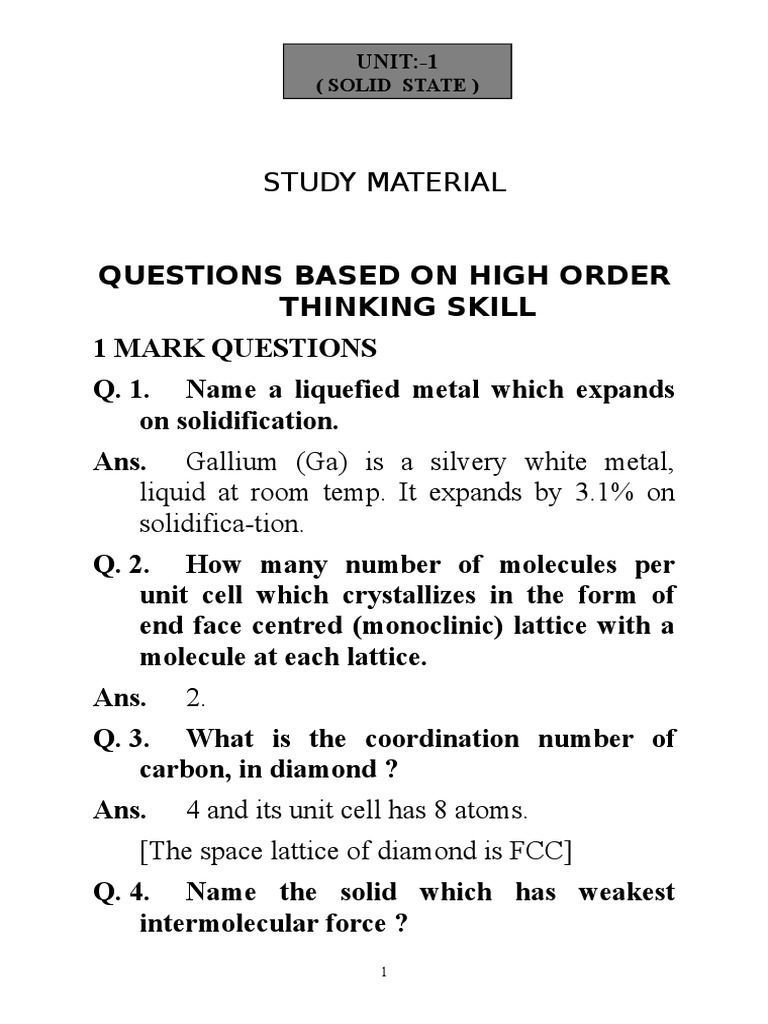 Chepter Wise Questions | PDF | Solution | Physics